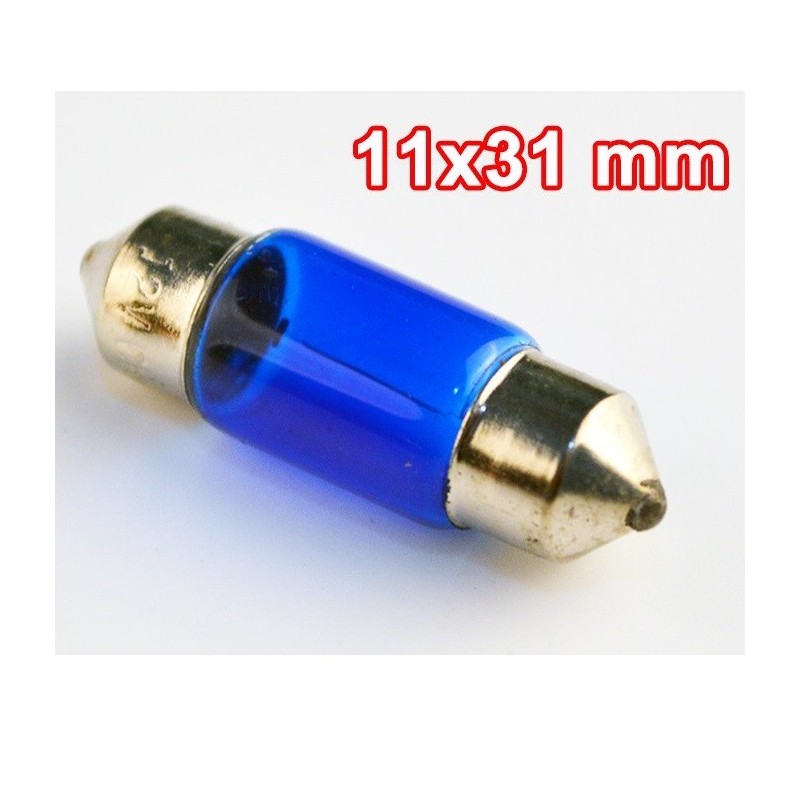 BOMBILLA FESTOON TIPO FUSIBLE HALOGENA LUZ BLANCA AZULADA Tamaño 31mm