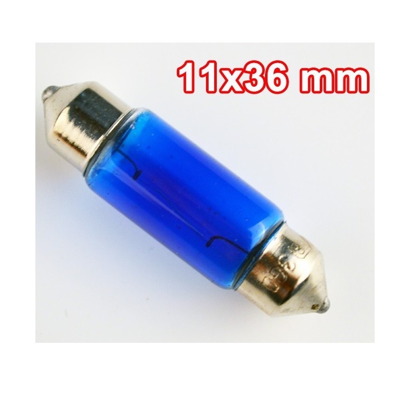 BOMBILLA FESTOON TIPO FUSIBLE HALOGENA LUZ BLANCA AZULADA Tamaño 31mm